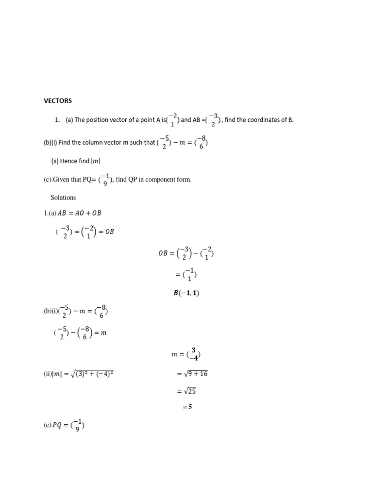 Vectors. | PDF | Euclidean Vector | Mathematical Objects