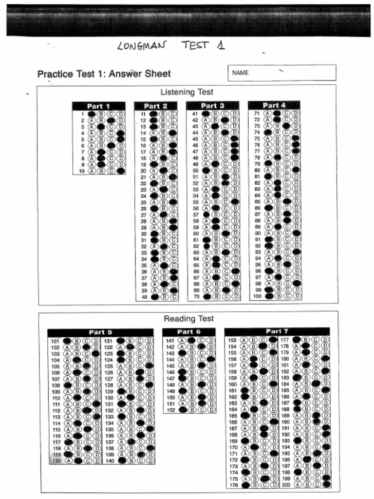 Key - Longman Practice Test 1 | PDF