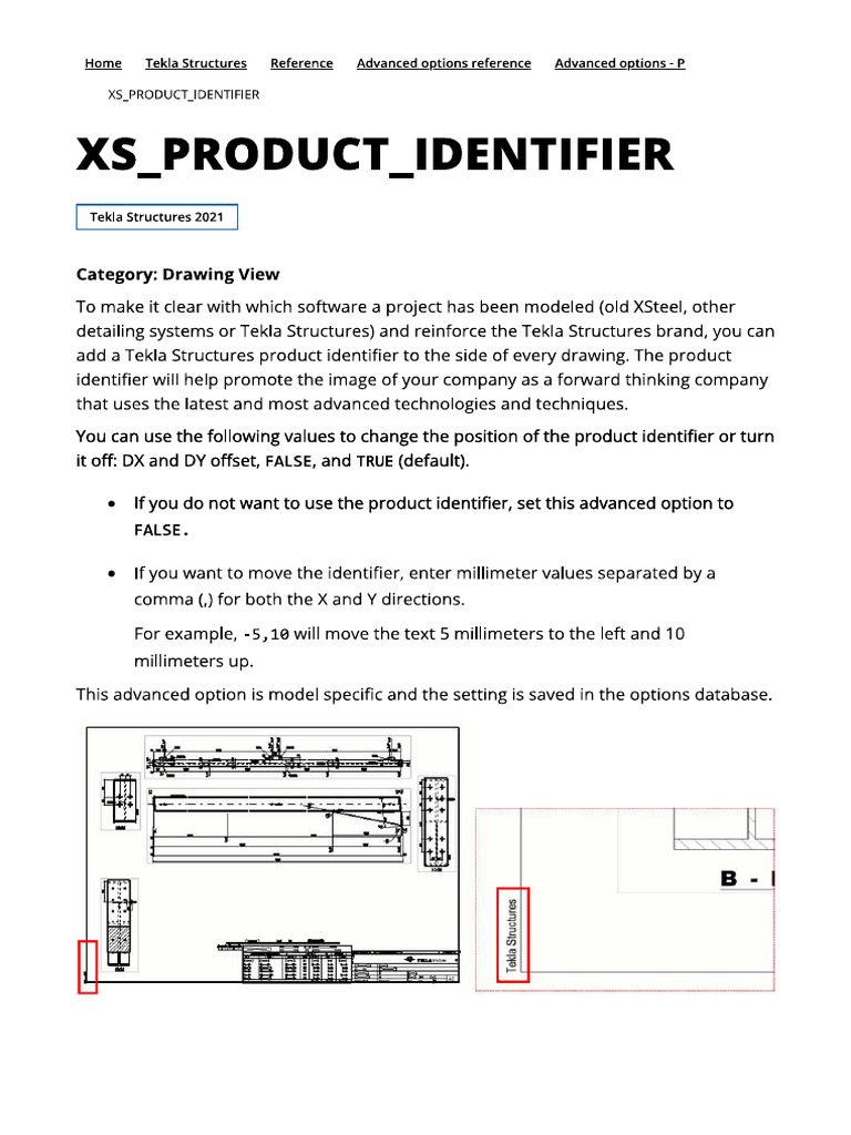 XS_PRODUCT_IDENTIFIER _ Tekla User Assistance | PDF