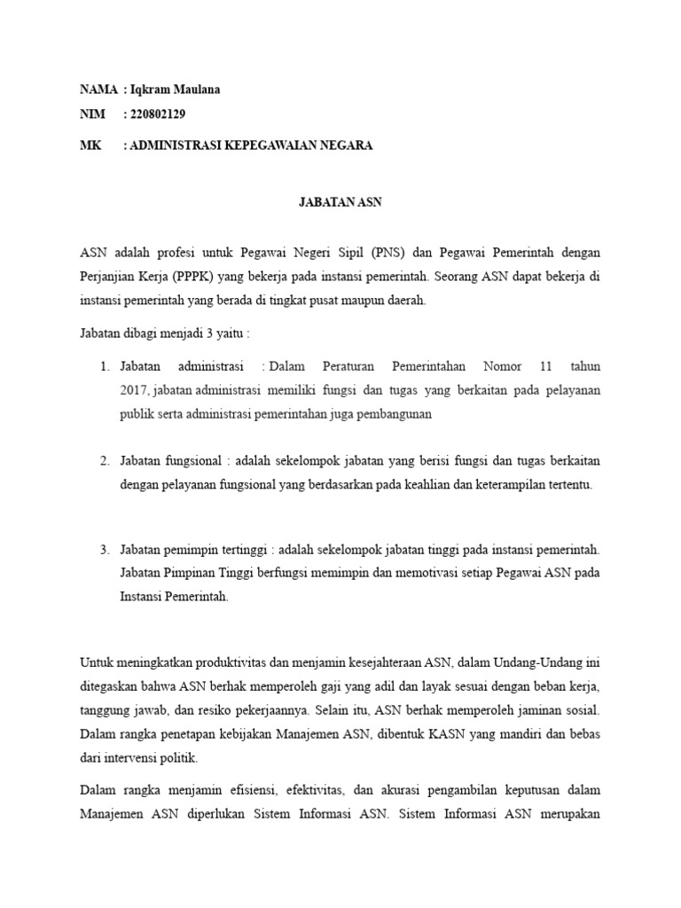 Iqkram Maulana-Resume Jabatan ASN | PDF