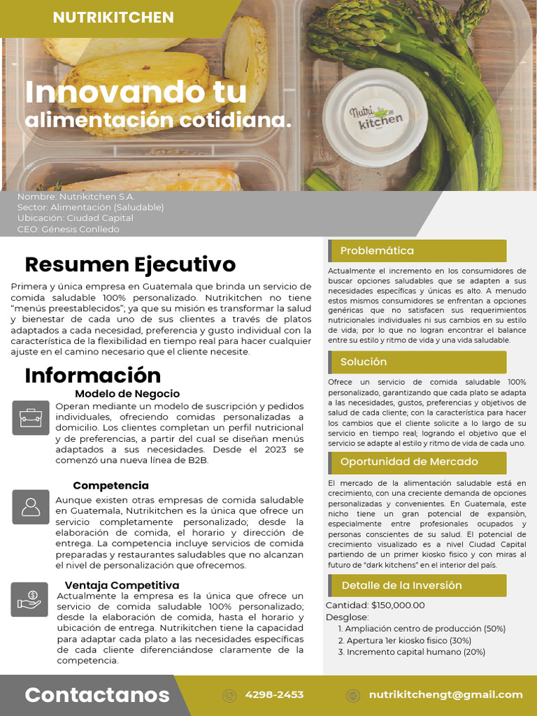 One Pager Nutrikitchen | PDF | Business | Cliente