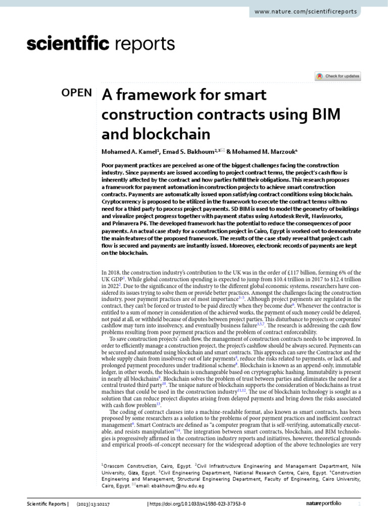 A framework for smart construction contracts using BIM and blockchain | Download Free PDF ...