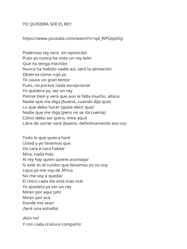 Yo Quisiera Ser El Rey | PDF