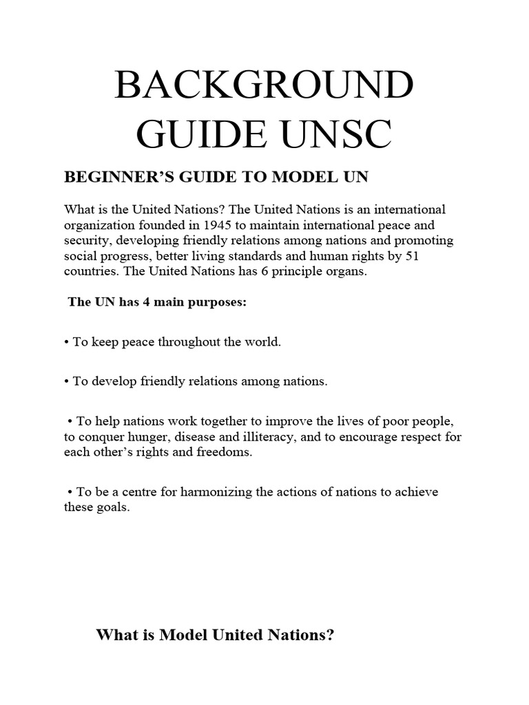 Background Guide Unsc 1 | PDF | United Nations | International Relations