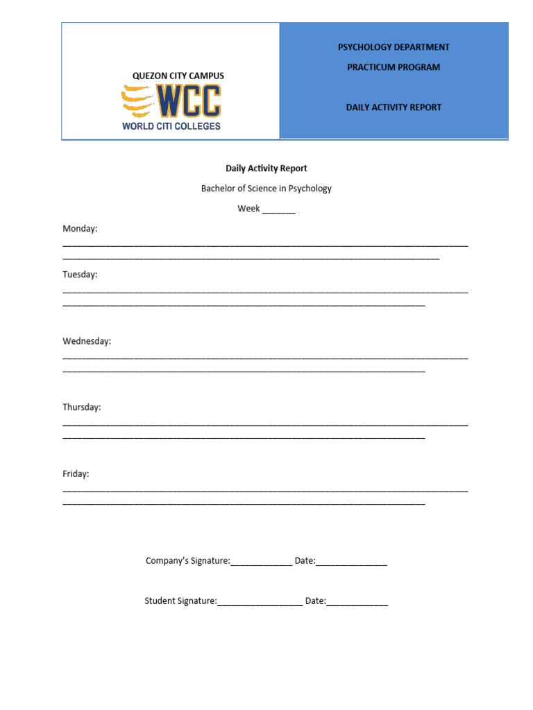 Daily Report Form | PDF