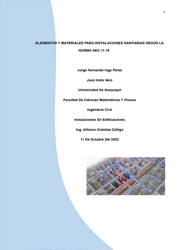 Elementos y materiales según la norma NEC 11 | PDF | Tubería (transporte de fluidos) | Materiales
