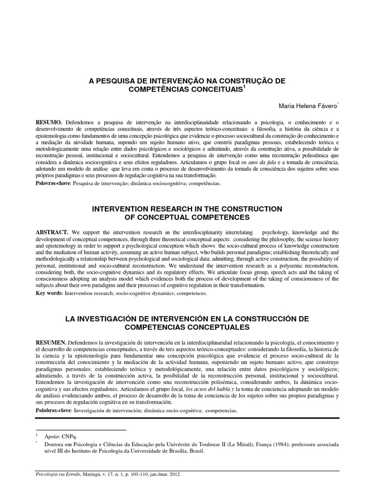 Intervenção na Construção de Competências | PDF | Psicologia | Conhecimento