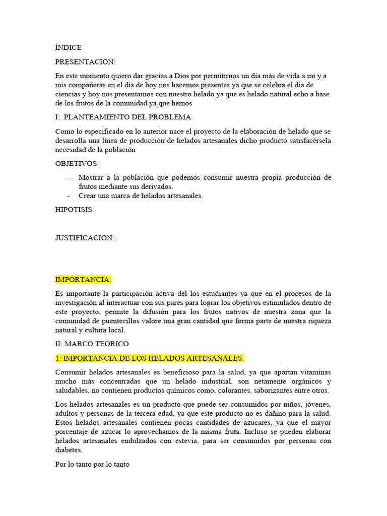 proyecto de cta grupo | PDF | Helado | Fruta