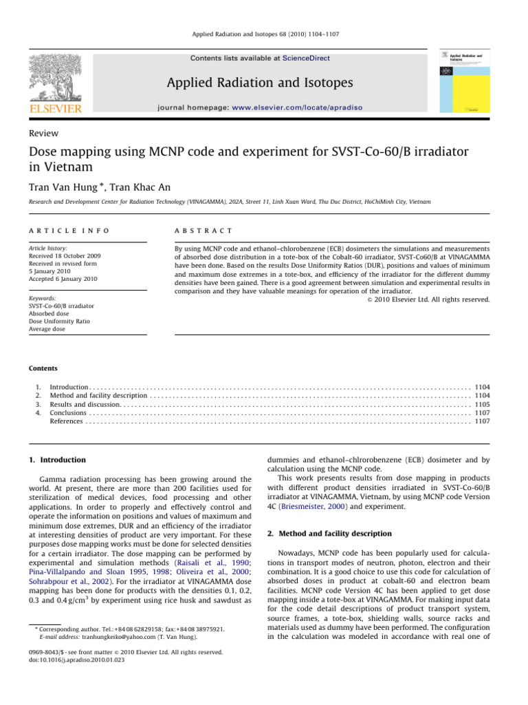 Dose Mapping for SVST-Co-60/B Irradiator | PDF | Absorbed Dose | Dosimetry
