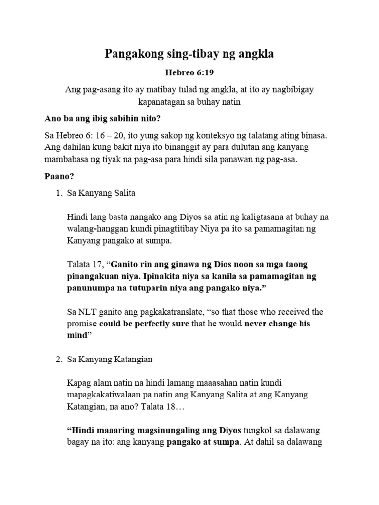 Pangakong Sing Tibay NG Angkla | PDF