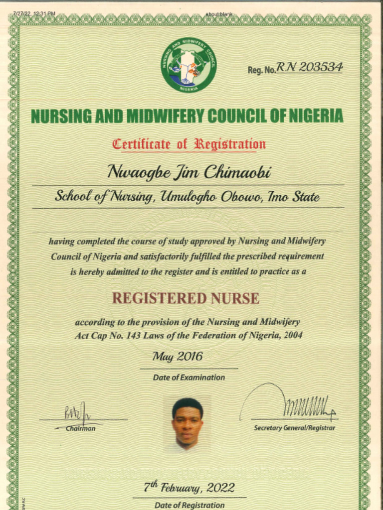 Nursing Certificate | PDF