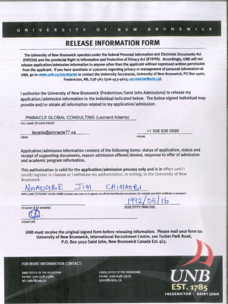 Release Information Form | PDF