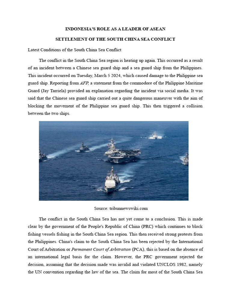 Indonesia As A Role To Finish The South Chinese Sea Conflict | PDF ...