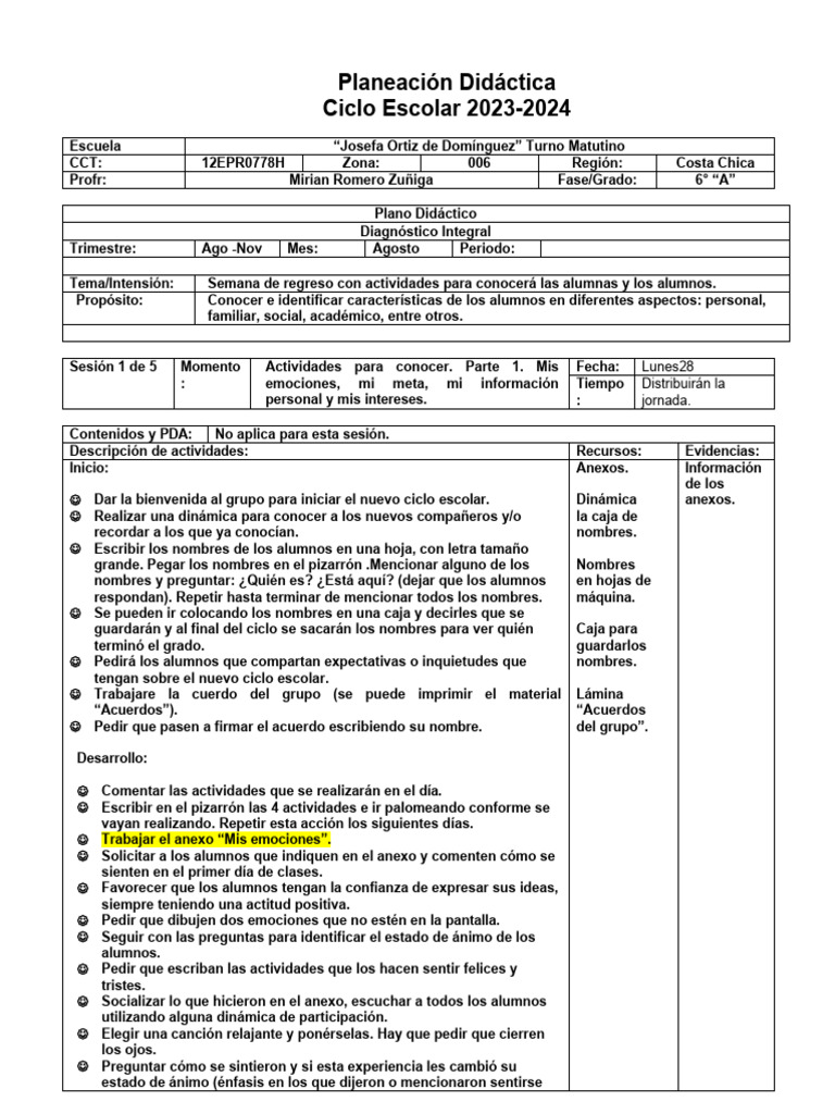 Semana 1 NEM 6° JODTM FVB PROFA MIRIAM | PDF | Multiplicación