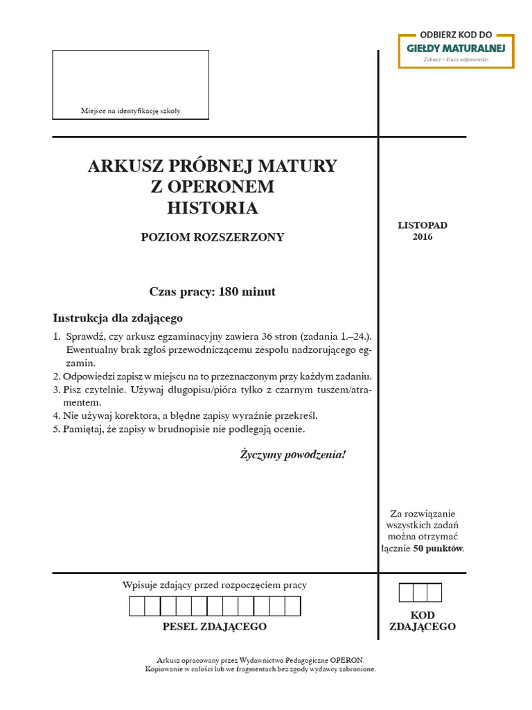 Historia - Arkusz | PDF