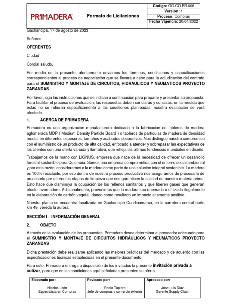 RFP Invitación Privada A Cotizar | PDF | Calidad (comercial) | Póliza de seguros