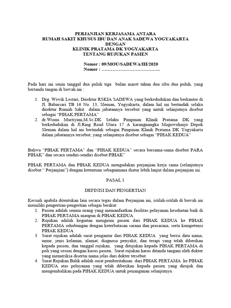 KE - 6 - EP - 2 - MOU Klinik Pratama DK | PDF