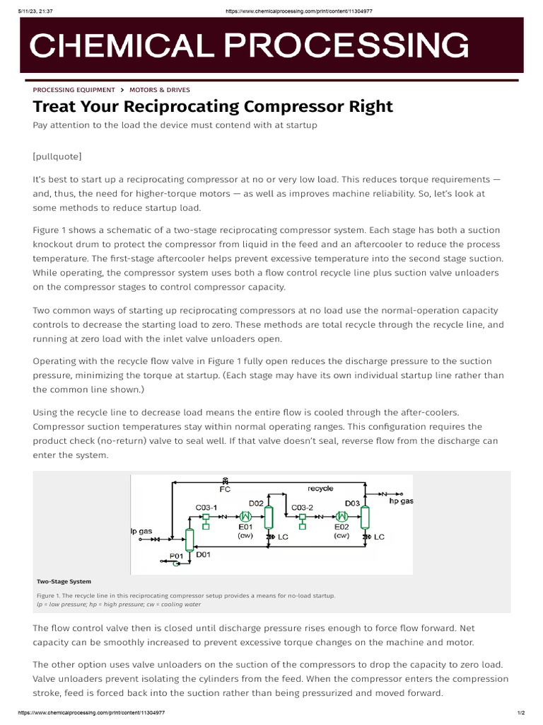 Reciprocating Compressor Startup Tips | PDF | Valve | Continuum Mechanics