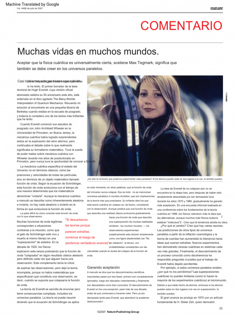 Universos Paralelos: Teoría de Everett | PDF | Interpretación de muchos mundos | Mecánica cuántica