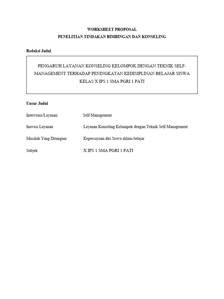 WORKSHEET PROPOSAL PTBK Chino | PDF
