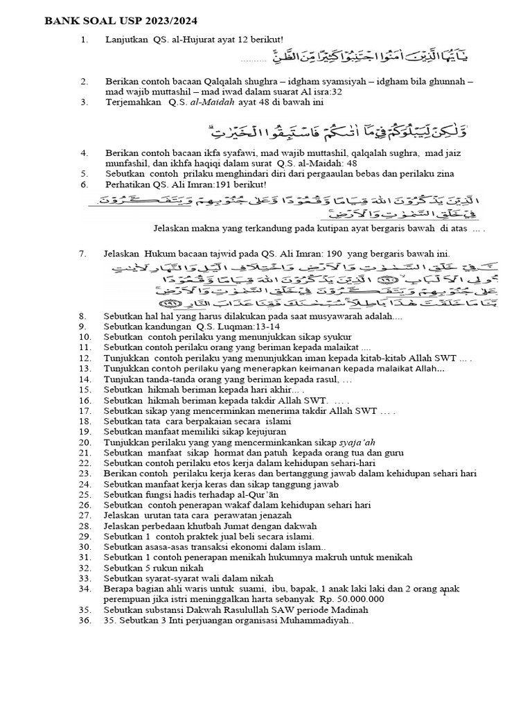 BANK SOAL USP 2024 | PDF