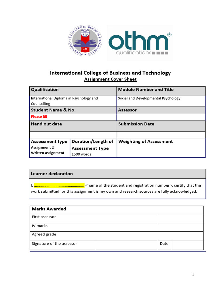 Psychology Assignment-OTHM | PDF | Developmental Psychology | Psychology