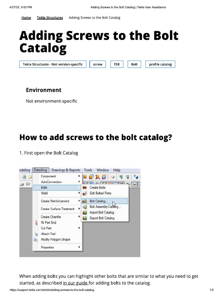 How To Add Screws To The Bolt Catalog | PDF