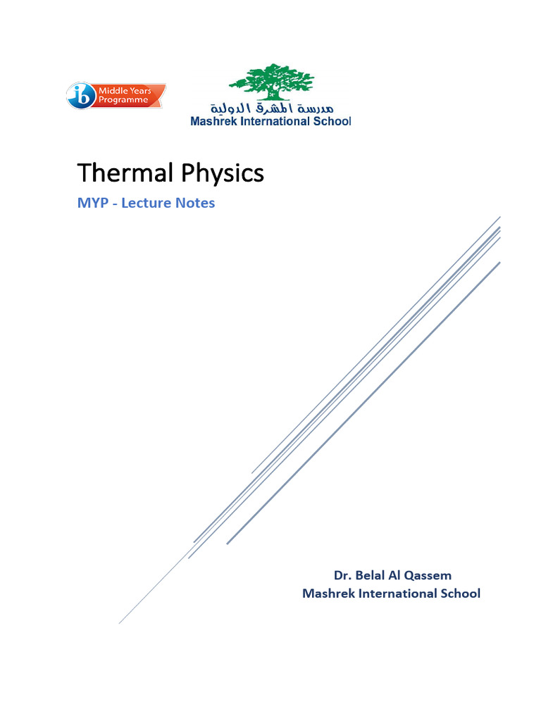 MYP - Thermal Physics - Mashrek - 2021 - Summary | PDF | Temperature | Heat