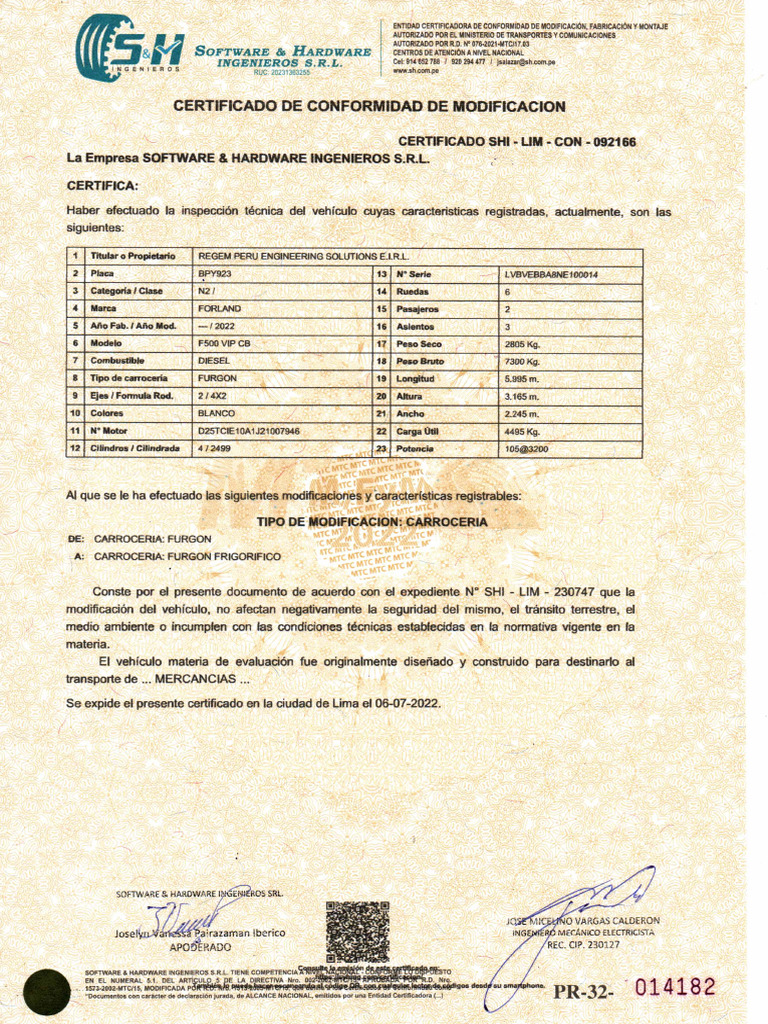 Certificado de Conformidad | PDF