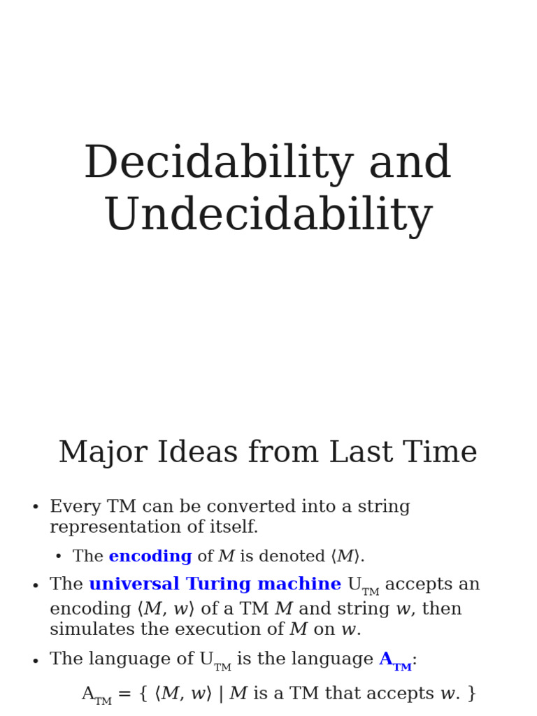 Decidability and Undecidability | PDF | Mathematical Logic | Mathematics