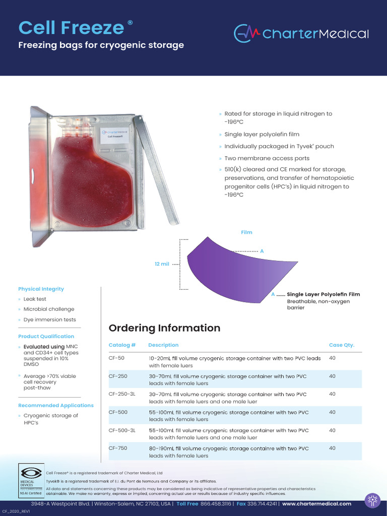 Cell-Freeze-Data-Sheet 2020 UPDATED-CF 2020 REV1 | PDF