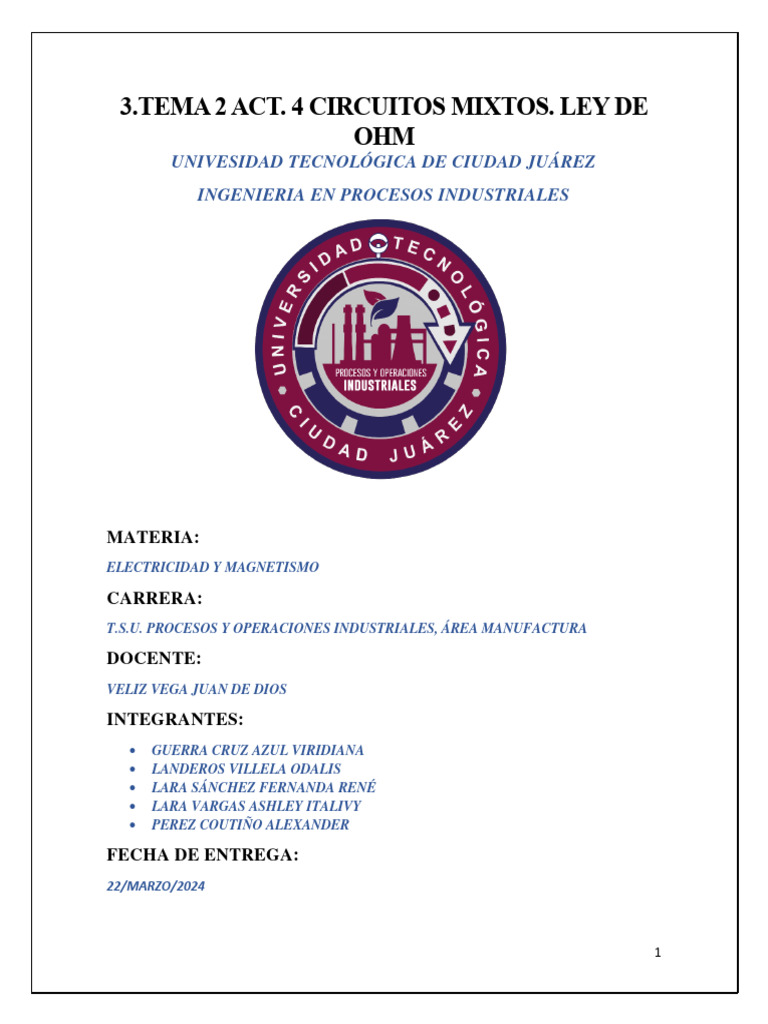 3.tema 2. Act 4. Circuitos Mixtos. Ley de Ohm | PDF | Resistencia Eléctrica y Conductancia | Red ...