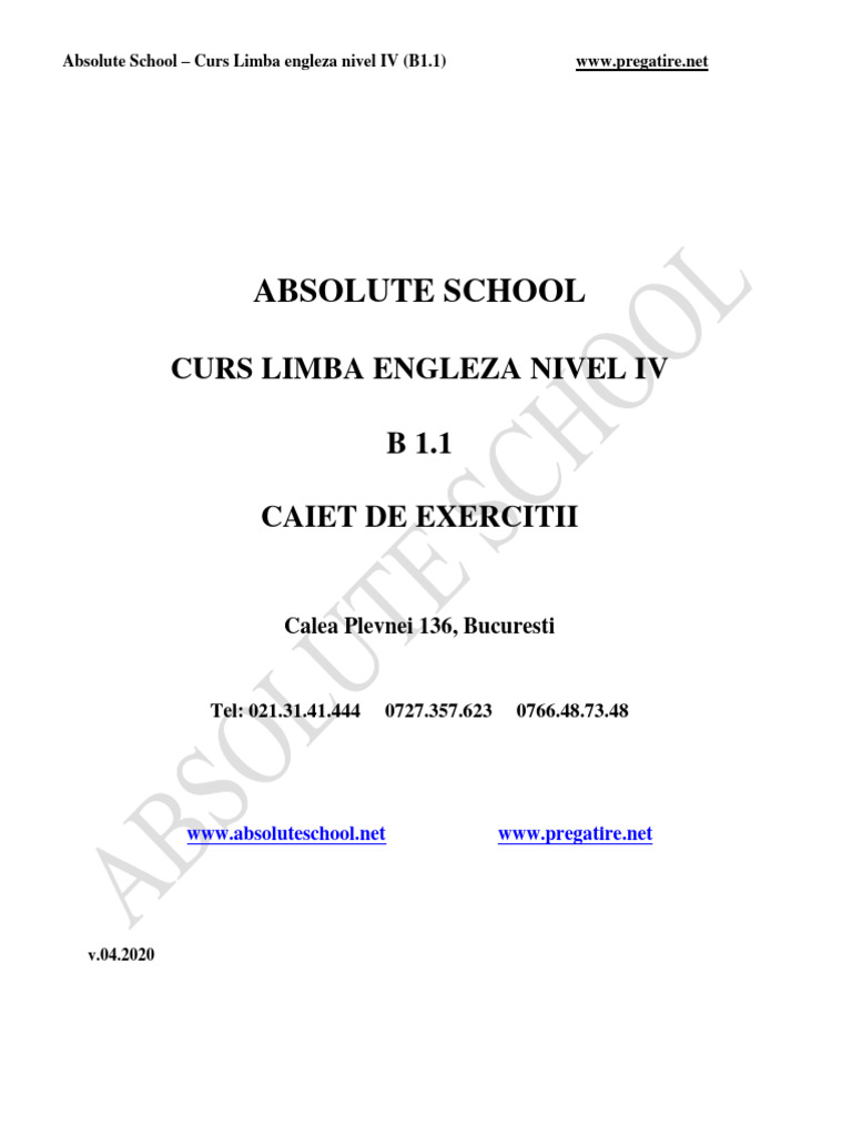 Caiet de Exercitii Engleza 4 B1 1 W | PDF | Atmosphere Of Earth | Verb