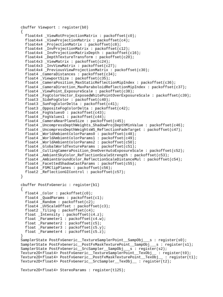 HLSL Shader CBuffer Definitions | PDF | 3 D Computer Graphics | Computing
