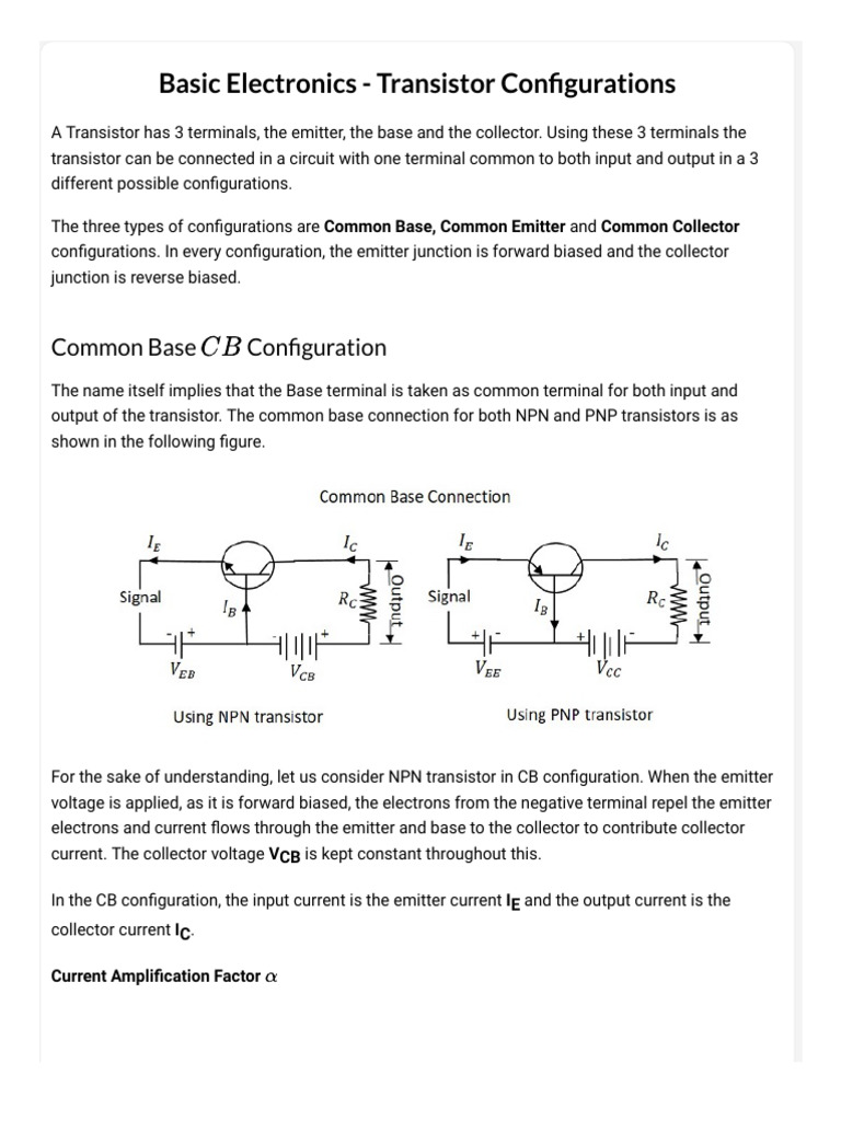 Transistor Configurations Guide | PDF | Bipolar Junction Transistor ...