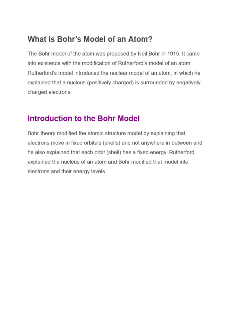 What Is Bohr's Model of An Atom | PDF