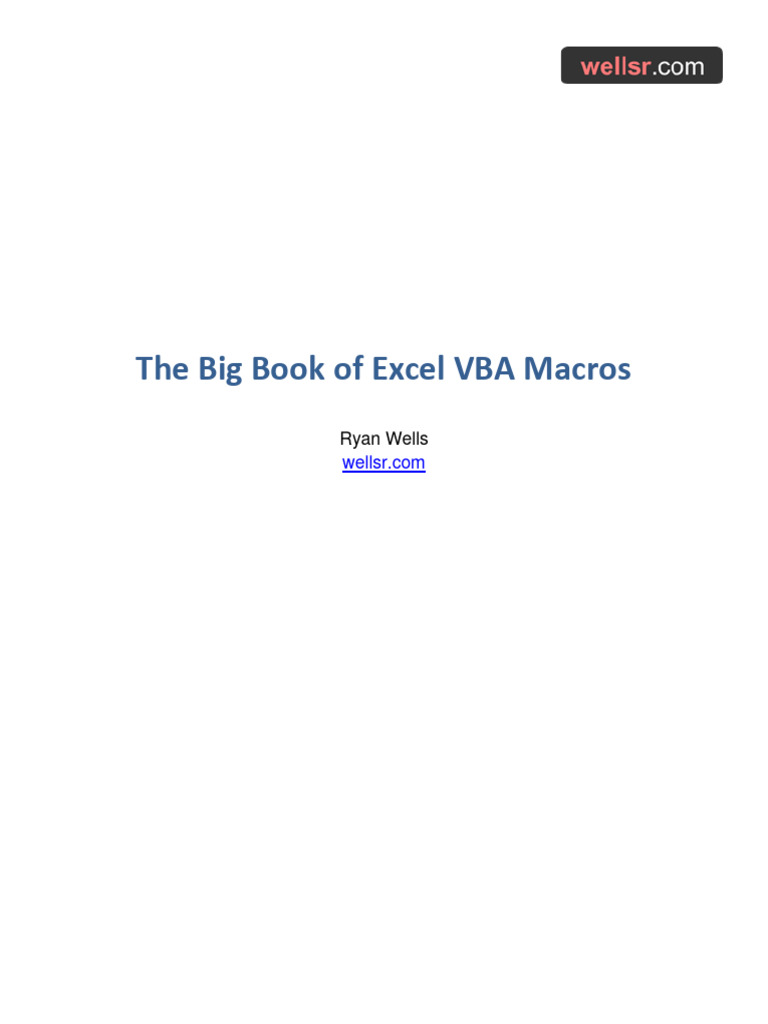 Big Book of Excel Vba Macros | PDF | Microsoft Excel | Visual Basic For Applications