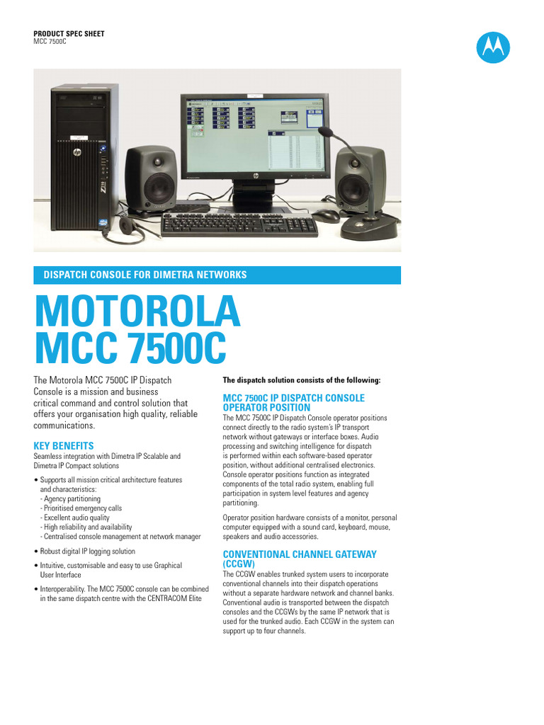 MCC 7500c Ip Dispatch Console Specification Sheet | PDF | Computer ...
