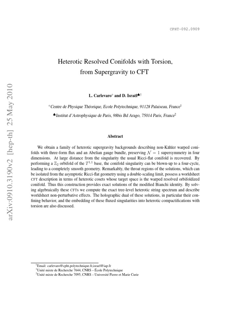 Heterotic Resolved Conifolds With Torsio | PDF | Gauge Theory | String ... Heterotic Resolved Conifolds With Torsio | PDF | Gauge Theory | String ...