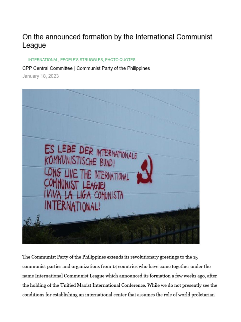 CP Philippines OnICL 2023-01-18 | PDF | Communism | Maoism