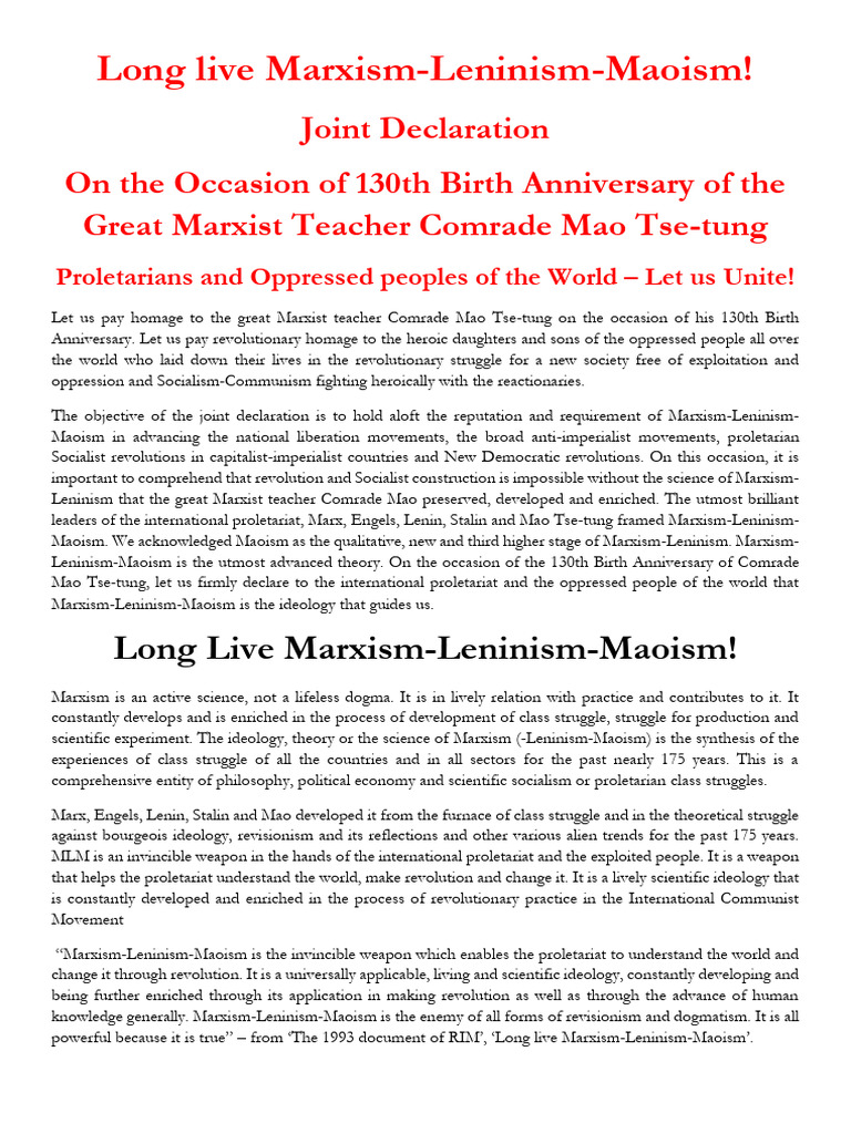 Final Text JD 130° Mao Eng | PDF | Marxism | Maoism