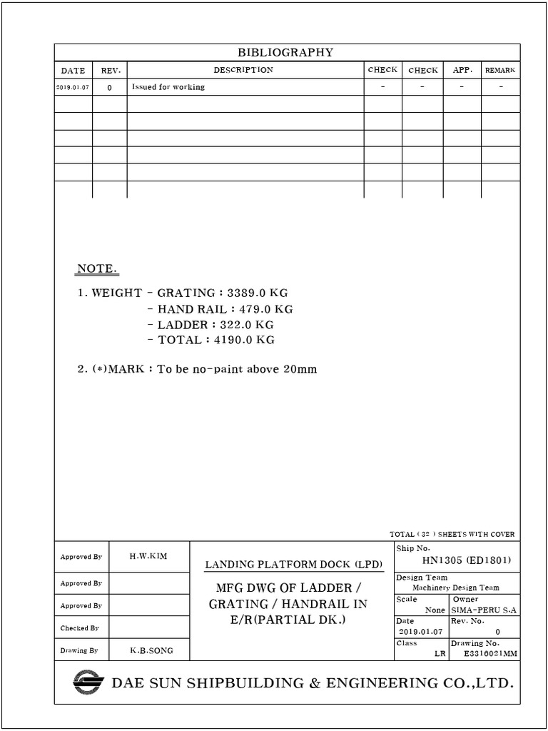 Ed1801 MFG DWG of Ladder Grating Handrail in Er (Partial DK.) | PDF