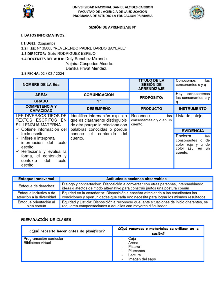 Sesión de Aprendizaje Comunicación 1 | PDF | Maestros | Aprendizaje