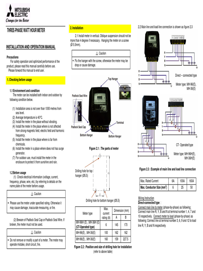 Three-Phase Meter Installation Guide | PDF | Electrical Engineering | Electricity