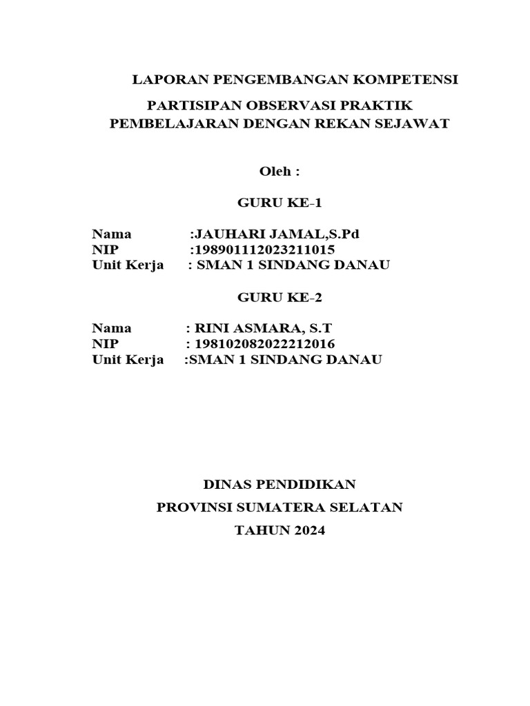 Laporan Teman Sejawat Jamal | PDF