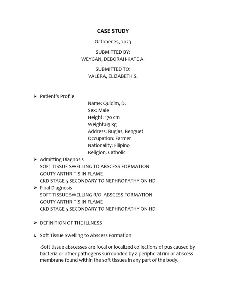 Case study kate2 | PDF | Gout | Kidney Disease
