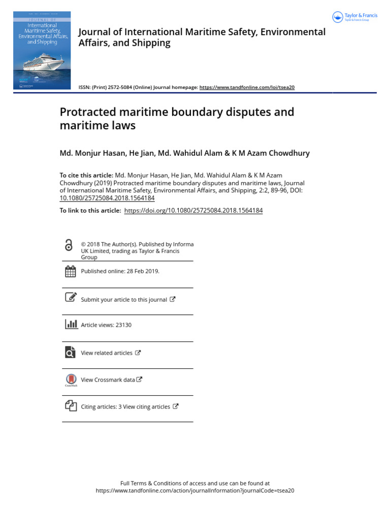 Protracted Maritime Boundary Disputes and Maritime Laws | PDF ...