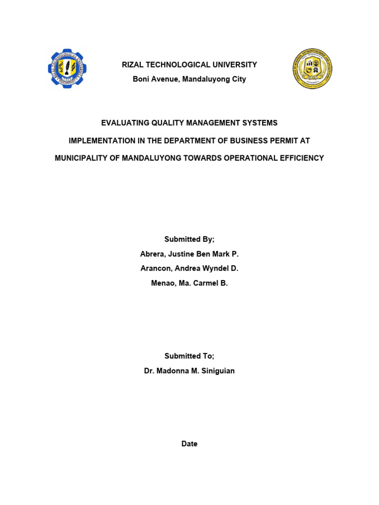 Thesis Revised | Download Free PDF | Quality Management System | Quality Management