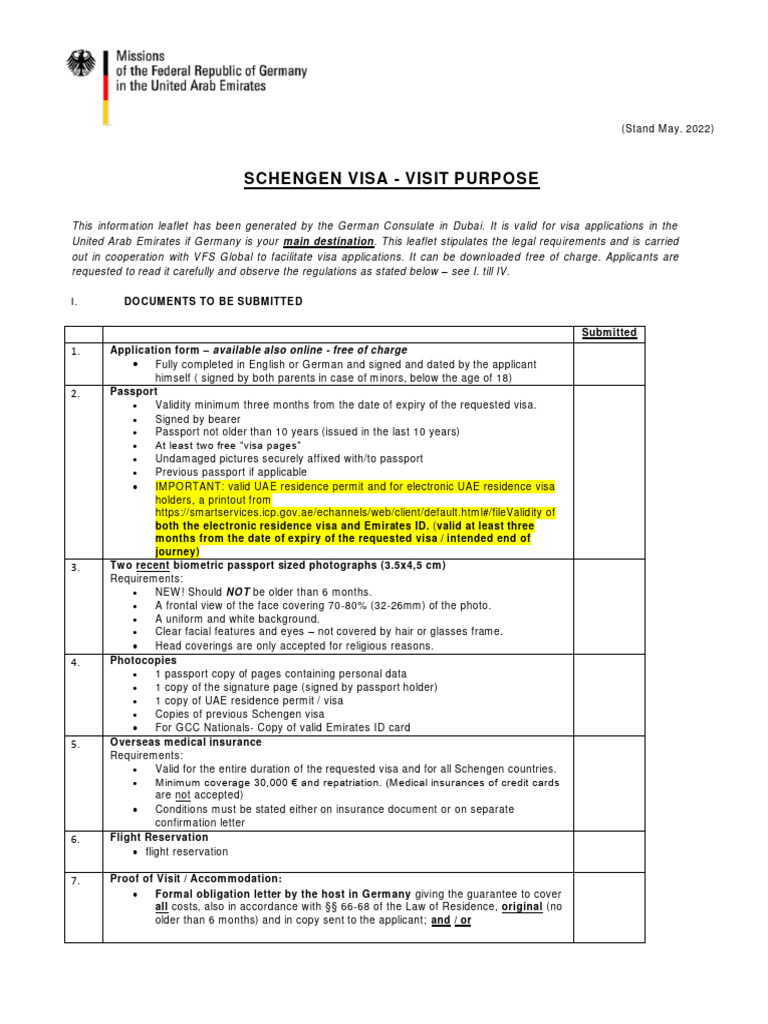 01. Visit Purpose Checklist | PDF | Travel Visa | Passport
