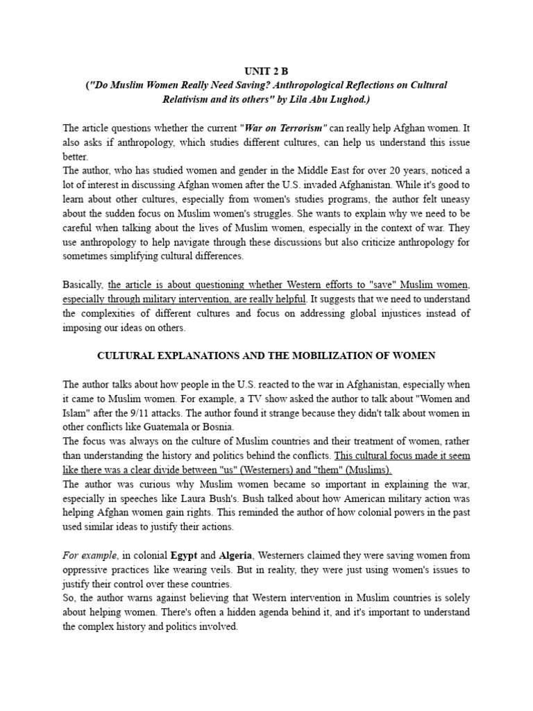 Unit 2 A | PDF | Hijab | Women In Islam